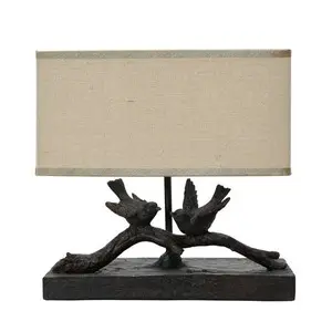 STORIED HOME Bird Table Lamp With Shade Bronze