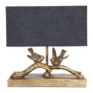 STORIED HOME Bird Table Lamp With Shade - Gold
