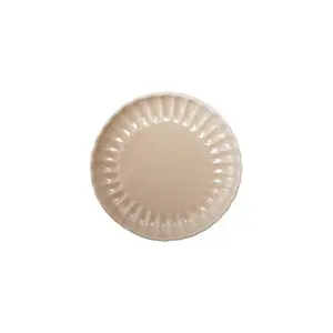STORIED HOME Fluted Plate With Reactive Glaze - Cream