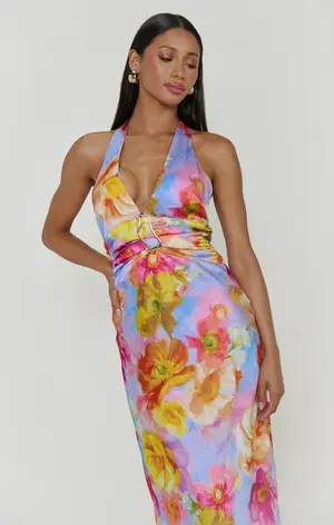 Show Me Your Mumu Chelsea Maxi Dress With Halter Neckline And Gold Hardware
