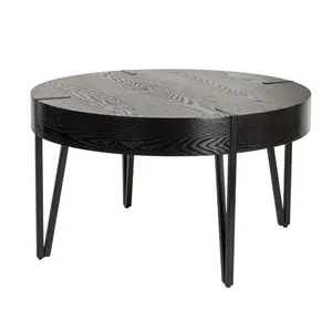 STORIED HOME Astoria Round Coffee Table With Hairpin Legs - Black