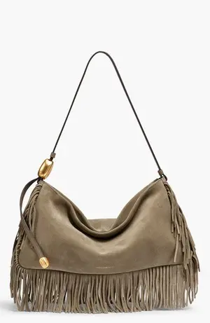 Donna Karan New York Suede Fringe Shoulder Bag