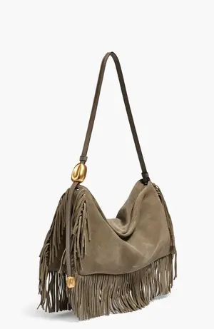 Donna Karan New York Suede Fringe Shoulder Bag