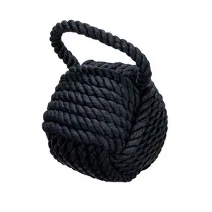 STORIED HOME Nautical Rope Knot Decorative Door Stop - Black