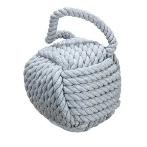STORIED HOME Nautical Rope Knot Decorative Door Stop - Grey
