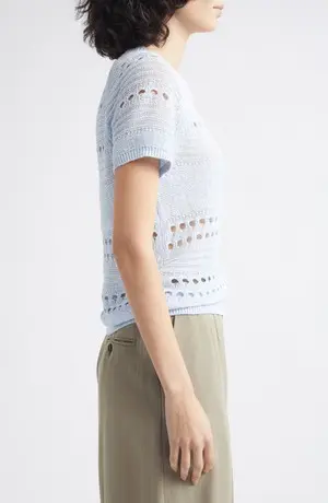 REISS Chloe Raglan Sleeve Semisheer Linen Knit Sweater