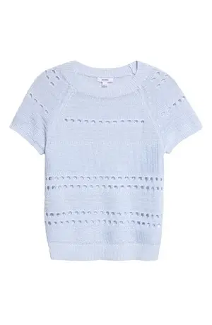 REISS Chloe Raglan Sleeve Semisheer Linen Knit Sweater