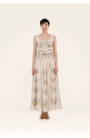 Agua Bendita Curuá Anhelo Linen Maxi Skirt