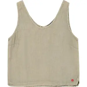 AMUNDSEN Safari Linen Top - Olive Ash
