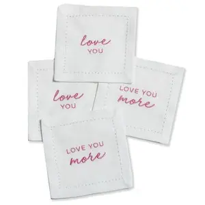 TAG Love You More Cocktail Napkin S/4 Multi Cotton Spring - White