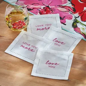 TAG Love You More Cocktail Napkin S/4 Multi Cotton Spring