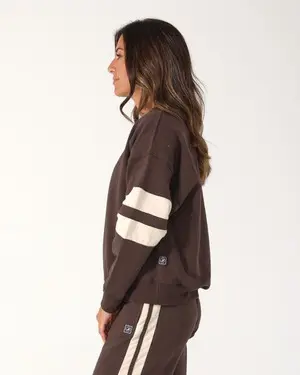 GLYDER Vintage Oversized Sweatshirt - Java/oatmilk