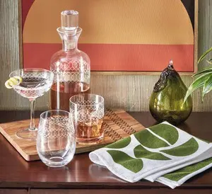 TAG Fitz Etched Double Old Fashioned Glass Glass 13 Oz 3.25x3.25x4