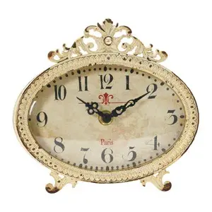 STORIED HOME Decorative Antiqued Mantel Clock - Cream