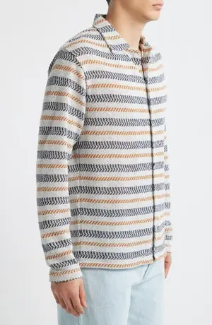 KROST Speckled Stripe Knit Button-up Shirt