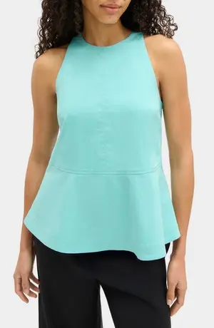 ALIGNE Carlos Stretch Cotton Peplum Top - Blue