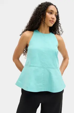 ALIGNE Carlos Stretch Cotton Peplum Top