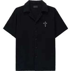RtA Nathan Oversize Terry Cloth Camp Shirt - Black