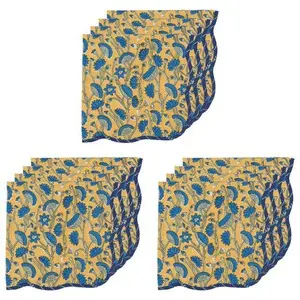 DANICA BRANDS Fan Flower Block Print Napkinsset Of 12 - Blue