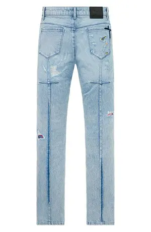 RtA Clayton Rip & Repair Skinny Jeans - Frayed Indigo