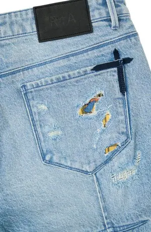 RtA Clayton Rip & Repair Skinny Jeans - Frayed Indigo