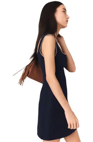 Maje Short Linen-blend Dress With Rhinestone Trim