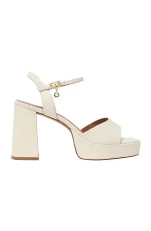 Maje Leather Platform Sandals - Ecru
