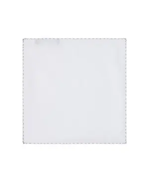 Robert Talbott Carlton Linen Cross Stitch Border Pocket Square - White/lavender