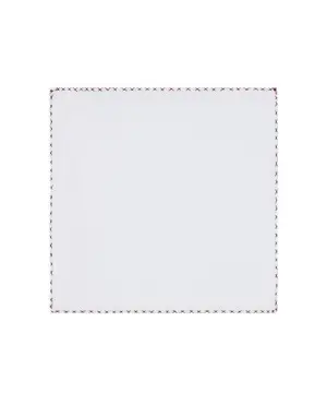 Robert Talbott Carlton Linen Cross Stitch Border Pocket Square - White/red