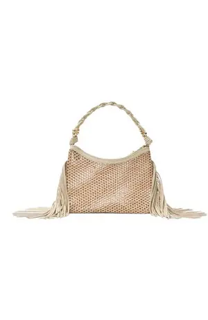 Maje Hobo Net Bag With Fringe And Beaded Handle