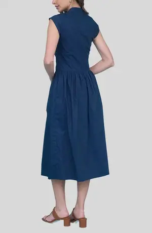 ZOE AND CLAIRE Seamed Cotton Fit & Flare Dress