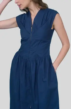 ZOE AND CLAIRE Seamed Cotton Fit & Flare Dress