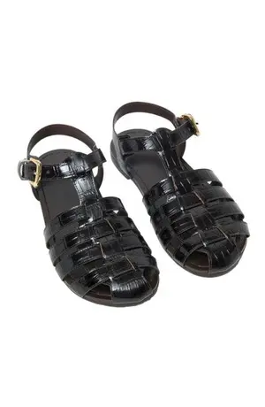 Maje Multi-strap Embossed Leather Sandals - Brown
