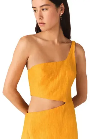 Maje Asymmetrical Cutout Linen Maxi Dress