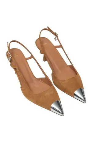 Maje Metallic-toe Suede Pumps