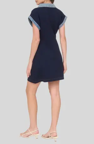 ZOE AND CLAIRE Knit Denim Trim Mini Dress