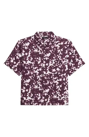 Theory Weekend Short Sleeve Seersucker Button-up Shirt