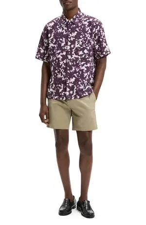 Theory Weekend Short Sleeve Seersucker Button-up Shirt