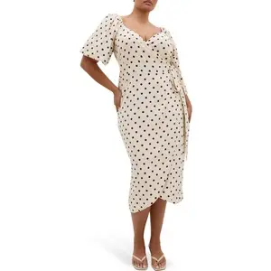 City Chic Claudine Print Wrap Midi Dress - Sweet Spot