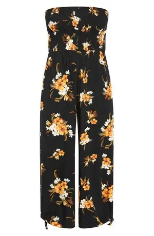 City Chic Aruba Floral Strapless Jumpsuit