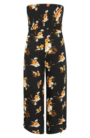 City Chic Aruba Floral Strapless Jumpsuit