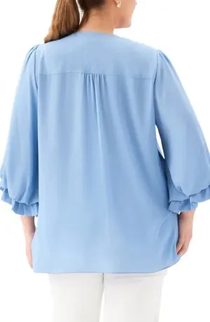 Karen Kane Layered Sleeve Asymmetric Top - Chambray