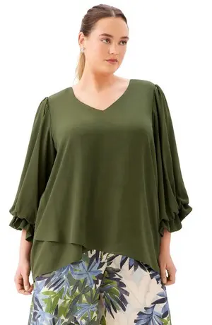 Karen Kane Layered Sleeve Asymmetric Top