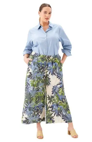 Karen Kane Frond Cotton Wide Leg Pants