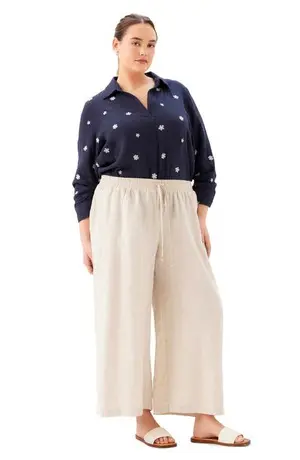 Karen Kane Wide Leg Linen Drawstring Pants
