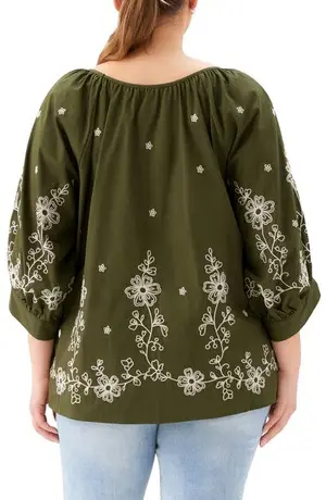 Karen Kane Embroidered Blouson Top