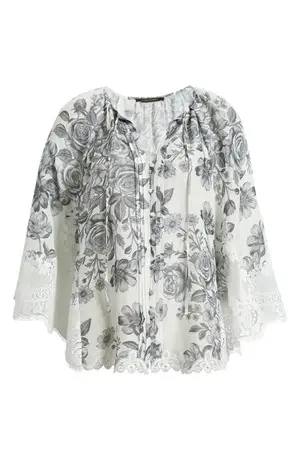 Kobi Halperin Paloma Floral Lace Trim Top