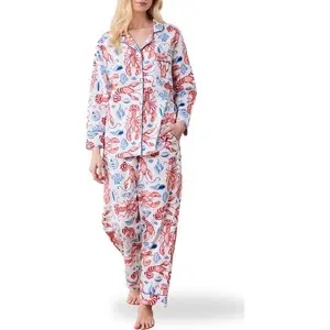 PRINTFRESH Cotton Poplin Pajamas - Cloud