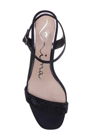 Nina Vonda Ankle Strap Wedge Sandal - Black
