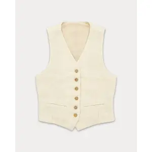 FORTELA Linen Tailored Vest - White